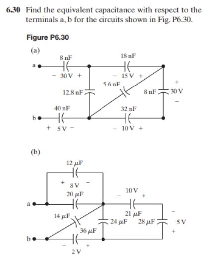 Solved 6 30 Find The Equivalent Capacitance With Respect To Chegg