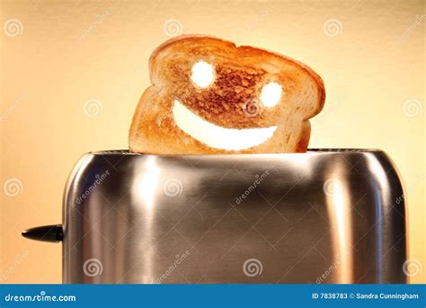 Toast With Smiley Face In Toaster Stock Image Image Of Golden Bright