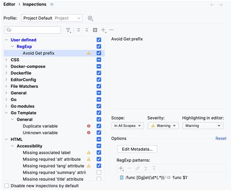 Create Custom Inspections Goland Documentation