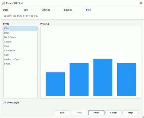 Create KPI Chart Dialog Box Logi Analytics