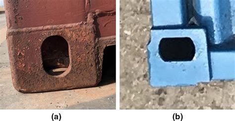 a real container keyhole and b is a miniature container keyhole