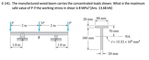 Solved E 141 The Manufactured Wood Beam Carries The