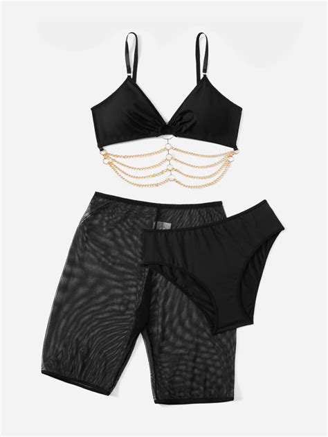Our 3pack Chain Linked Mesh Lingerie Set Is Such A Vibe Romwe