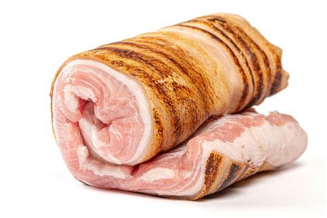 Fresh Fat Bacon Roll On White Stock Image Image Of Breakfast