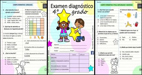 EXAMEN DIAGNÓSTICO PARA 4GRADO Y 4º DE PRIMARIA 2023 2024 Imagenes
