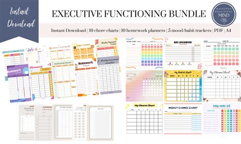 Executive Functioning Mega Bundle Homework Planners Chore Charts Mood And Habit Trackers