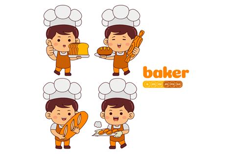 Cute Baker Boy Vector Pack 01 Graphic By Medzcreative · Creative Fabrica