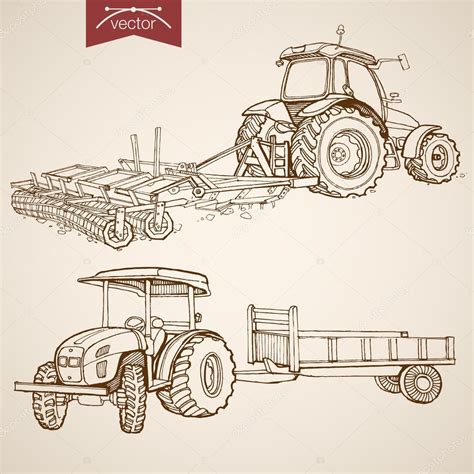 Old Farm Equipment Drawing Art Jiggly