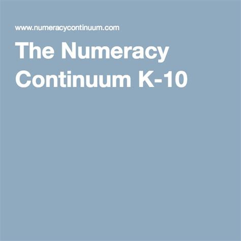 The Numeracy Continuum K 10 Numeracy Teaching Numbers Continuum