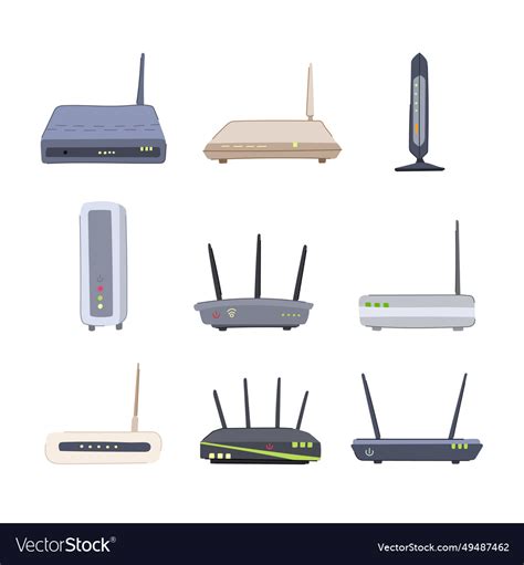 Dsl Modem Set Cartoon Royalty Free Vector Image