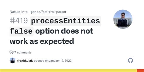 `processentities false` option does not work as expected · issue 419
