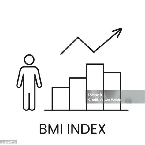 체질량 지수 차트 와 사람 와 성장 화살표 선 아이콘 Icon Bmi 추적 및 분석 상태 모니터링 고립된 벡터 삽화 건강관리와