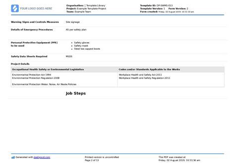 Tipper Truck Safe Work Method Statement Use And Edit This Swms