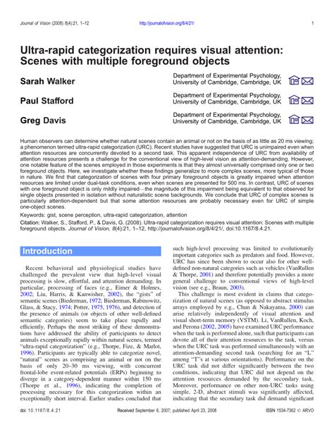 Pdf Ultra Rapid Categorization Requires Visual Attention Scenes With Multiple Foreground Objects