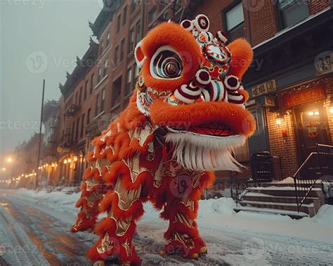 A Traditional Lion Dance Performance During Lunar New Year 46240575