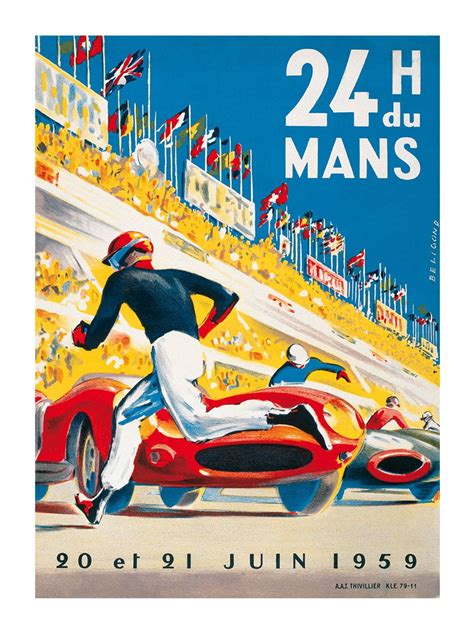 24 Heures Du Mans 1959 Vintage Racing Poster Le Mans Racing Posters