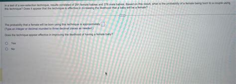 Solved In A Test Of A Sex Seloction Sechnique Resuits Chegg Com