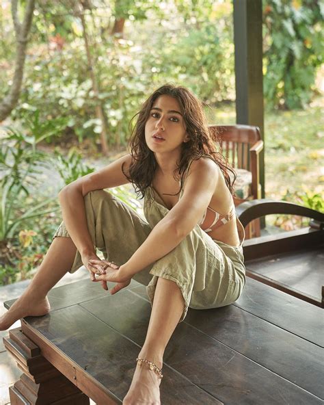 Sara Ali Khans Printed Bikini Top Dungaree Set Is Apt For A Poolside