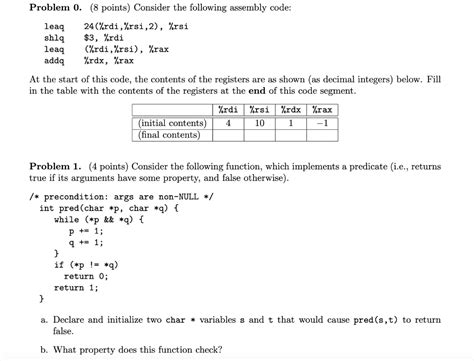 Solved Problem 0 8 Points Consider The Following Assembly Chegg