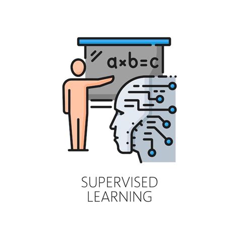 Premium Vector Supervised Ai Machine Learning Line Color Icon
