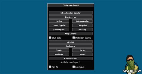 MTA SA Siyah F1 Freeroam Paneli Script