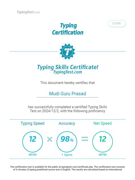 Typing Certification Pdf