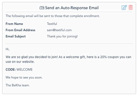 Sending An Auto Response Email Textiful