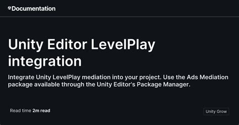 Unity Editor Levelplay Integration • Unity Grow