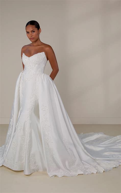 Couture Fit And Flare Wedding Dress With Satin Overskirt