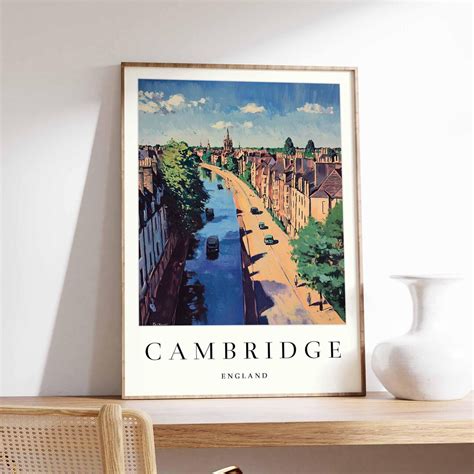 Cambridge University Print River Cam England Travel Poster Etsy