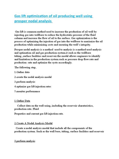 Gas Lift Optimization Of Oil Producing Well Using Prosper Nodal