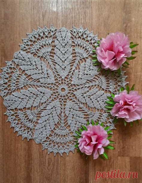 Нежная салфетка растительными узорами Крючком Схема Украшаем интерьер