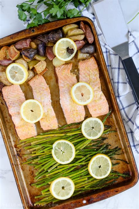 Sheet Pan Salmon Asparagus And Potatoes Easy One Pan Meal