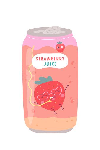알루미늄은 청량 음료를 마실 수 있습니다 컬러 포장에 과일 향이 나는 맛있는 차가운 레모네이드 흰색 배경에 분리된 만화 스타일의