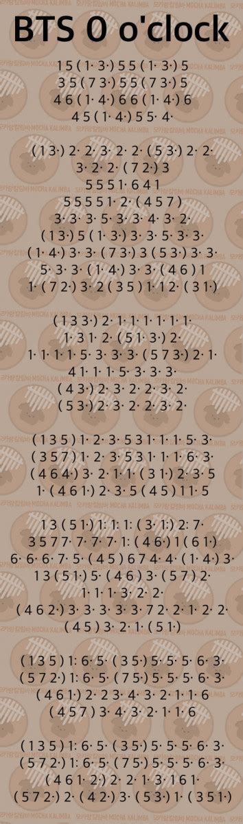 Bts 0oclock 00 00 Kalimba Tabs Letter And Number Notes Tutorial