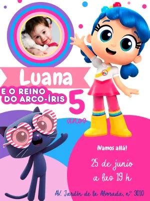 Invitación De Vera Y El Reino Arcoiris Gratis Invitaciones Editables
