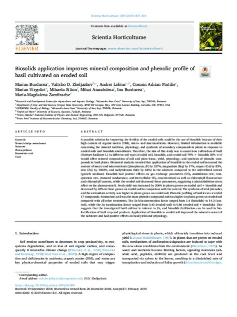 Pdf Biosolids Application Improves Mineral Composition And Phenolic
