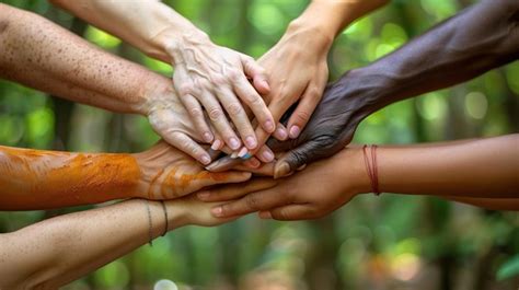 Unidad Y Diversidad Manos De Diferentes Tonos De Piel Unidas Imagen