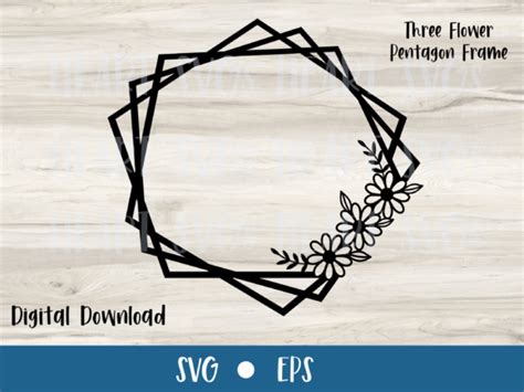 Floral Frame Pentagon Shape Graphic By Heartsvgs · Creative Fabrica