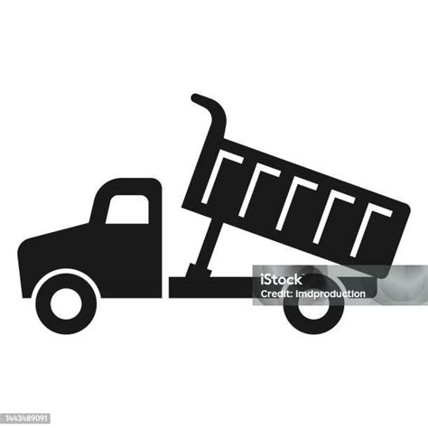 Dumper Truck Unloading Icon Heavy Duty Vector Illustration向量圖形及更多貨車圖片