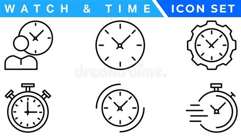 Time And Clock Calendar Timer Line Icons Vector Linear Icon Set Stock Illustration