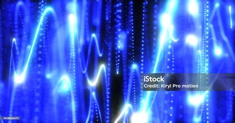 픽셀 입자의 추상적인 배경 파란색과 광선의 효과와 배경을 흐리게 하는 미래 지향적인 하이테크의 파도로 날아가는 선 화면 보호기 3차원 형태에 대한 스톡 사진 및 기타 이미지