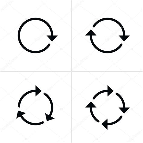 4 arrow pictogram refresh reload rotation loop sign set stock vector