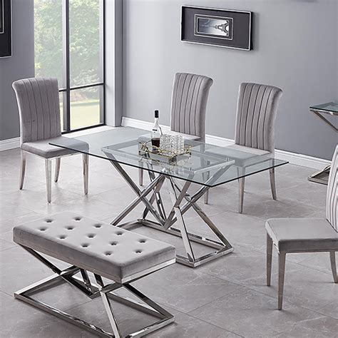 71 Minimalist Tempered Glass Top Rectangle Dining Table Kitchen