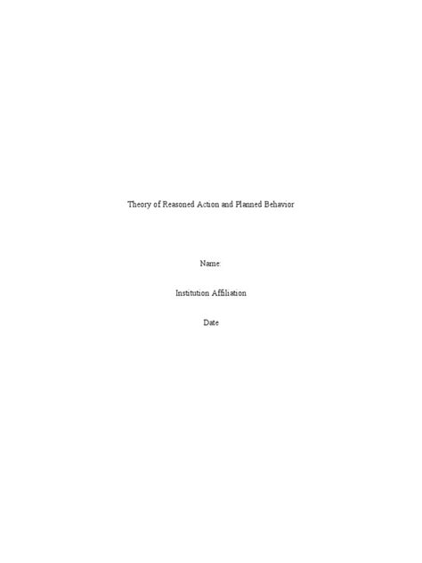 Theory Of Reasoned Action Pdf Behavior Intention