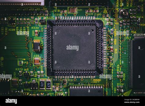Computer Circuit Board Top View Cpu Central Processing Unit Electronic Components And Wiring