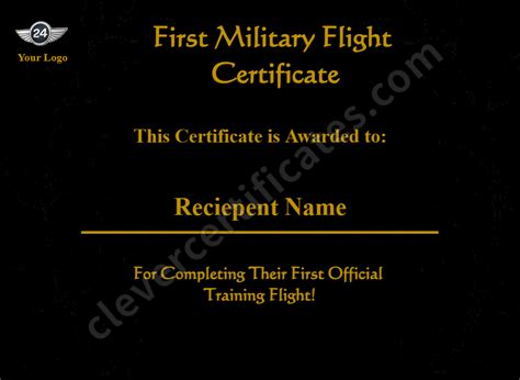 Editable Military First Flight Certificate