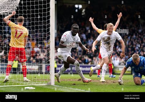 Port Vales Jesse Debrah Celebrates Scoring Their Sides Second Goal Of The Game During The Sky