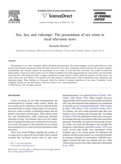 Pdf Sex Lies And Videotape The Presentation Of Sex Crime In Local