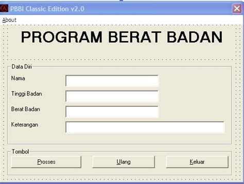 Cara Membuat Program Penghitung Berat Badan Ideal Dengan Visual Basic Tutorial Visual Basic